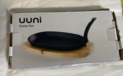 UUNI Cast Iron Sizzler Pan and Handle, with Wooden Base Ooni 9.5" x 5.5 ...