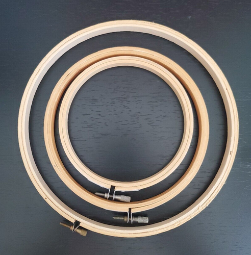 Vintage Wooden Round Embroidery Needlepoint Hoops Lot Of 3- Screw ...