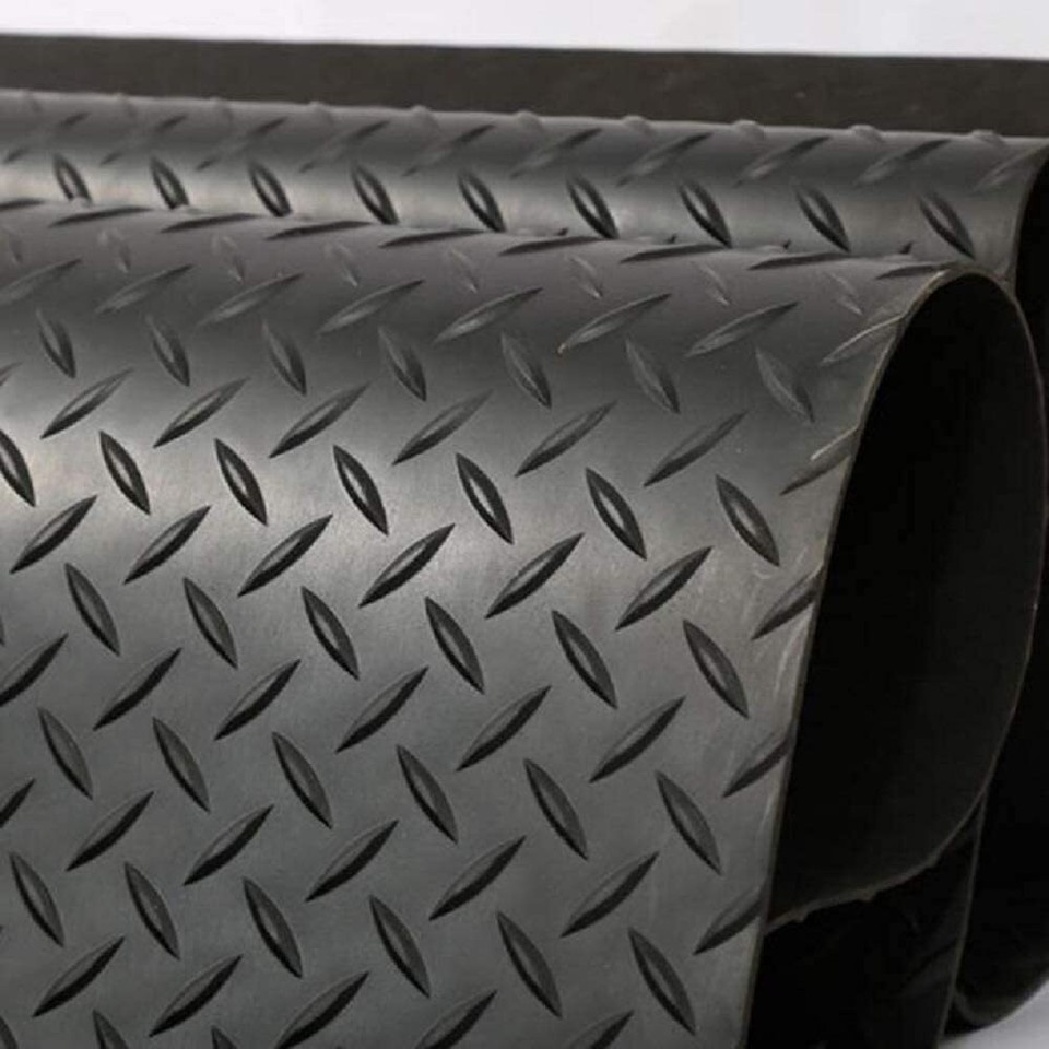 Extra Thick Rubber Garage Flooring Matting Rolls Non-slip Diamond ...