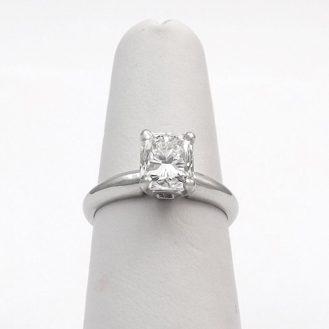 Platinum Rectangular Brilliant Diamond Engagement Ring GIA Platinum Rectangular Brilliant Diamond Engagement Ring GIA