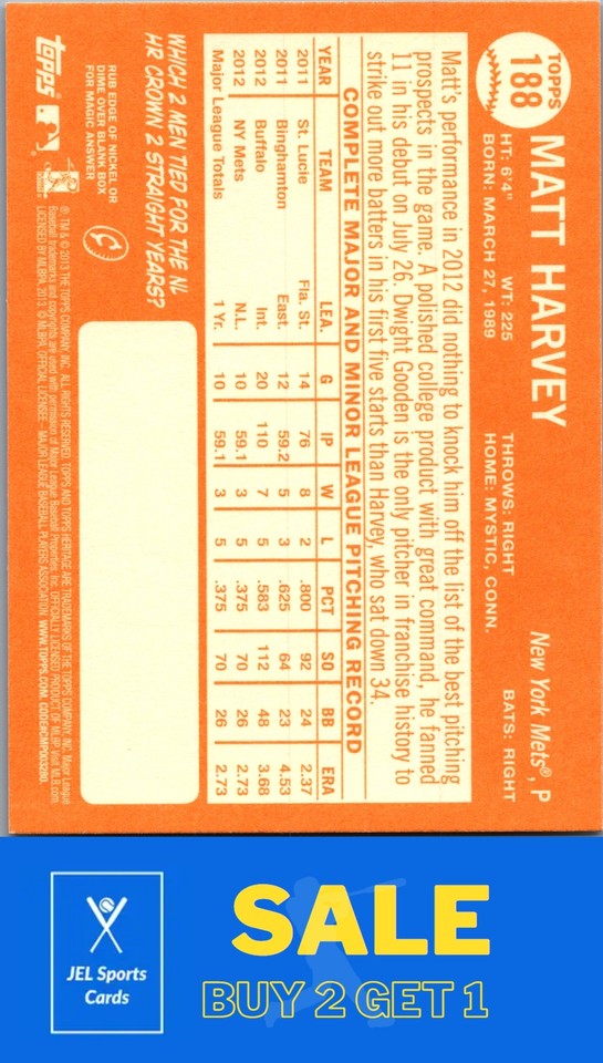 2013 Topps Heritage #188 Matt Harvey | eBay