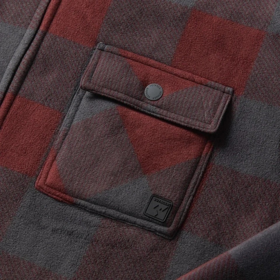 Voyager Men Full Zip Lined Shirt Jacket Red Gray Plaid Medium Warm ...
