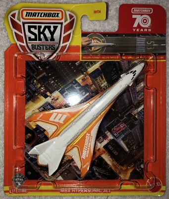 Matchbox Sky Busters #13/32 MBX Hypersonic Jet White/Orange 70 Years W ...