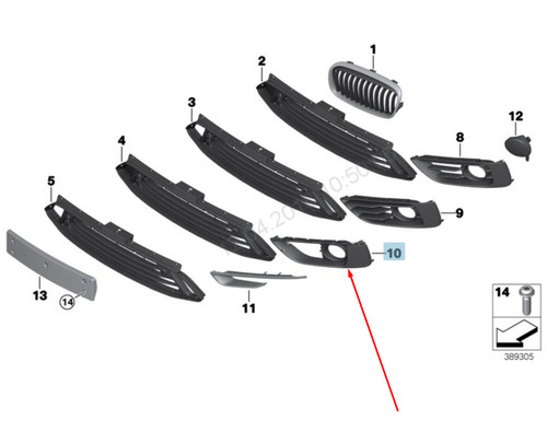 BMW 2 F45 LEFT FOG LIGHT GRILLE LUXURY LINE PDC 51117407701 2015 NO ...