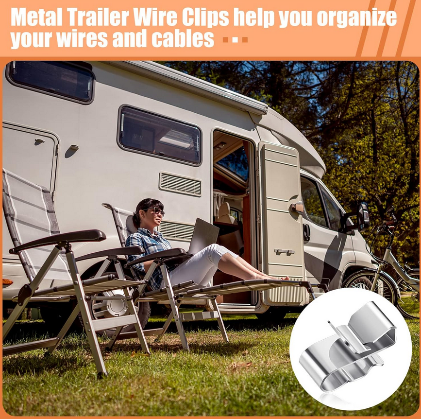 50 Pcs Trailer Frame Wire Clips Stainless Steel Metal Cable Clips 0.89 ...