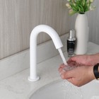 Bathroom Automatic Sensor Faucet White Touch Free Mixer Deck Mounted ...