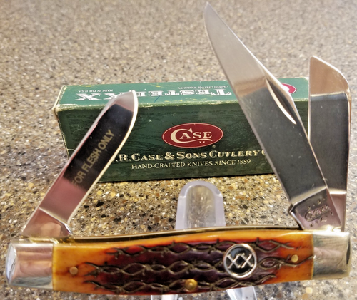 Case XX, 6375 SS, Stockman Dark Amber Jigged BW Bone, 4-1/4", Vintage ...