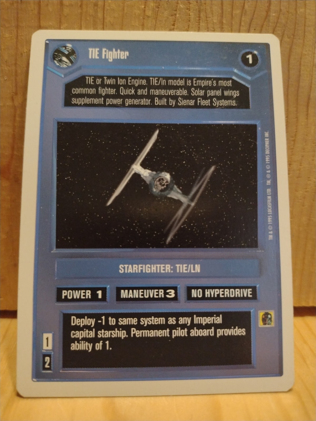 1995 Star Wars Card Game: STARFIGHTER: TIE FIGHTER. WHITE BORDER MC9 | eBay