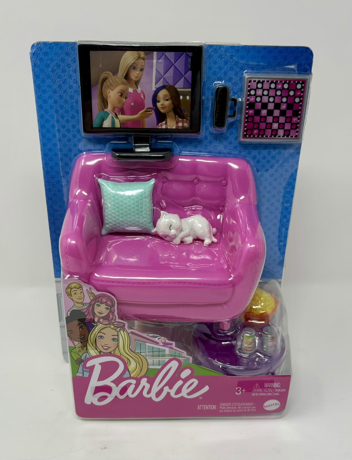 Barbie INDOOR FURNITURE PLAYSET Living room kitten & accessories for ...