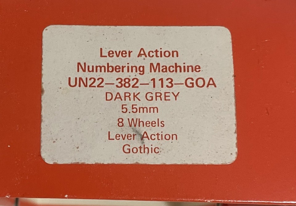 Rexel-Enm Numbering Machine UN22 Lever Action Vintage Made In Great ...