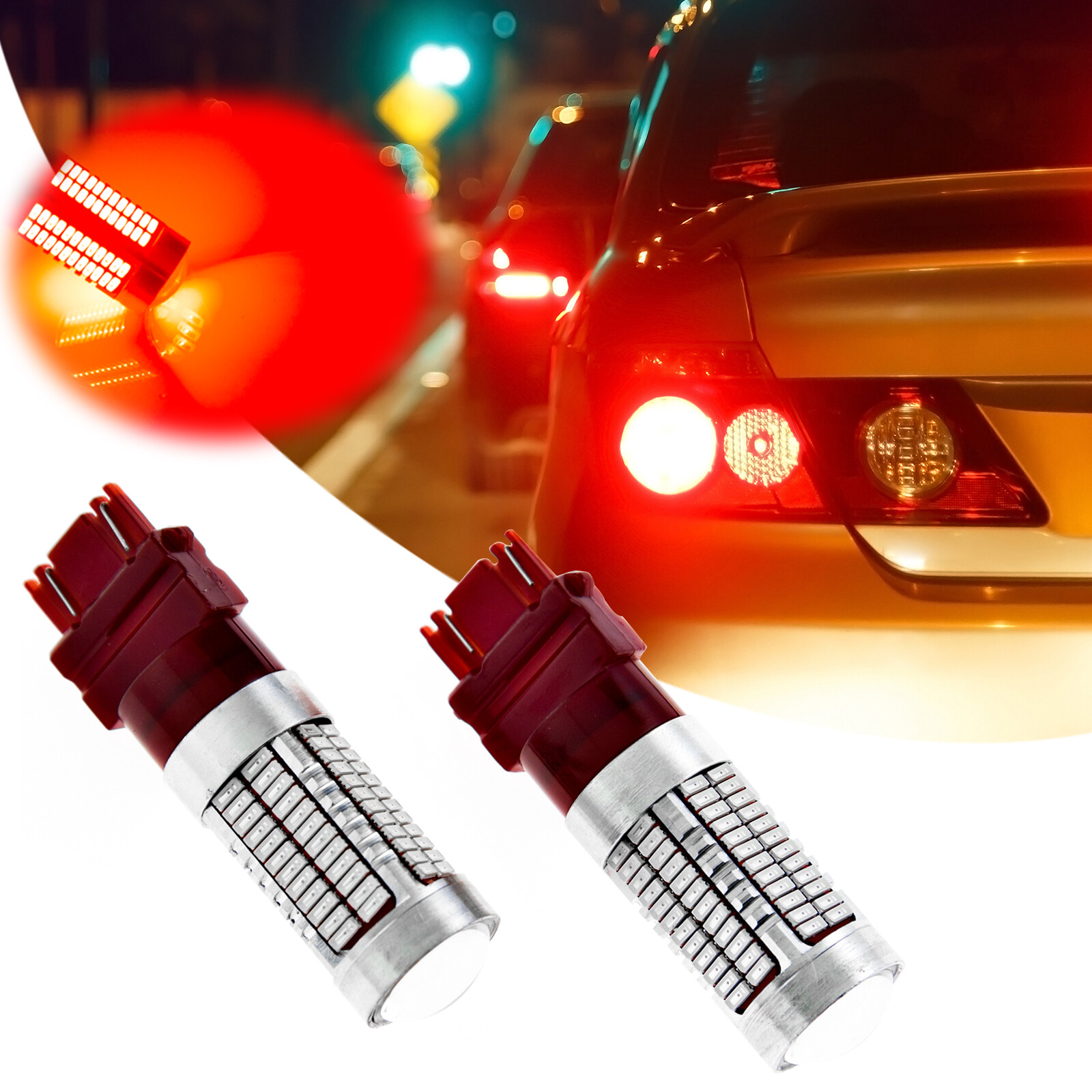 2x 3157 4157 Super Bright Red LED Bulb Back Up Reverse Brake Light ...