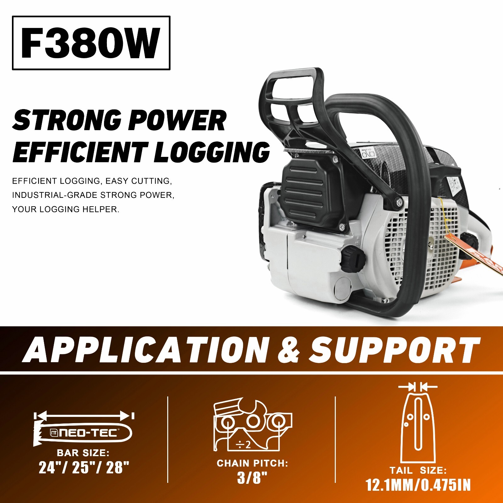 72cc Chainsaw Gas Power Head Compatible with 038 MS380 Milling Cut Tree ...