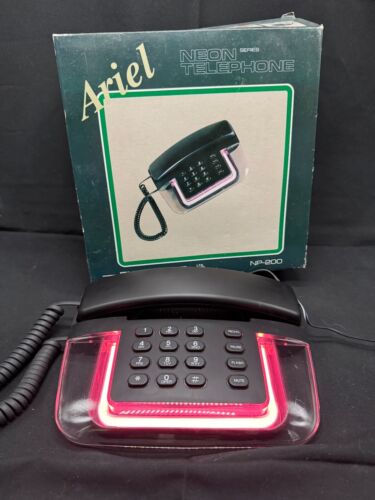 Vintage Ariel NP-200 Neon Glow Telephone Black/Clear with Pink Light ...
