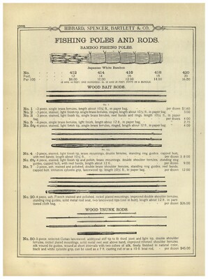 1899 PAPER AD Wood Trunk Fly Fishing Rod 5 PC Cuban Lancewood 4 PC Ash ...