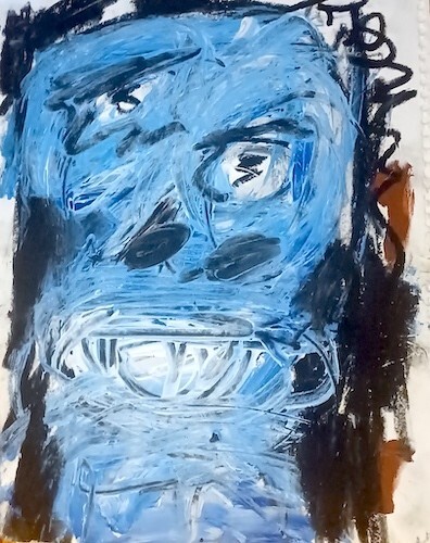 Outsider acrylic painting on paper by NYC Outsider artist Ross Brodar ...