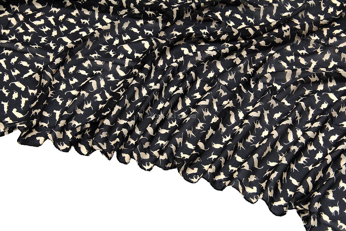 Ladies Girls Shawl Cat Pattern Animal Print Lightweight Wrap Scarf ...