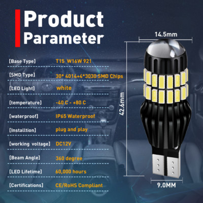 W16w T15 921 Led Canbus 912 Bulbs On Cars Auto Diode Lamps Back Up ...