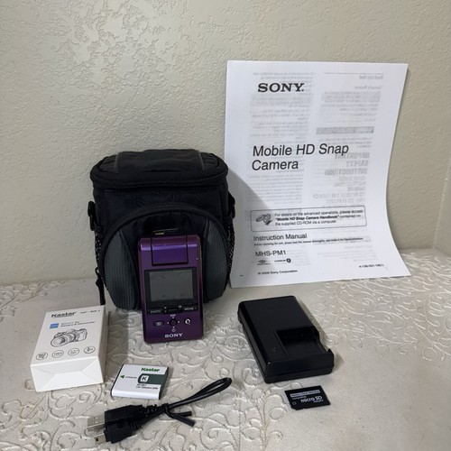Sony Webbie HD MHS-PM1 Camera Purple 5.0 Mega Pixel + Charger - USED ...