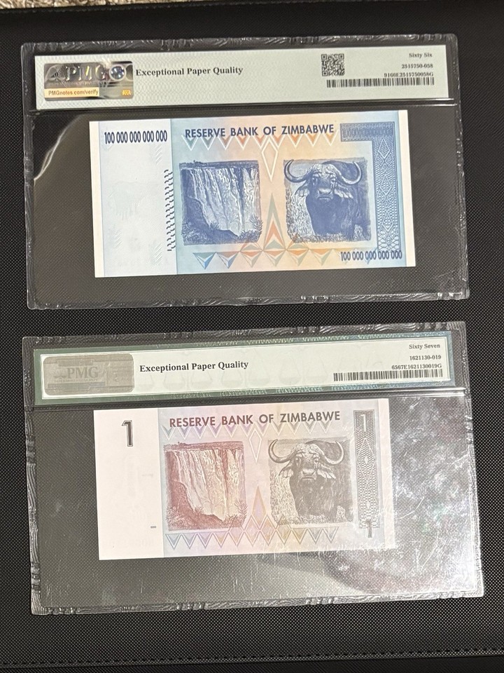 2008 Zimbabwe 100 Trillion Dollar Hyper Inflation Note PMG 66 Plus 2007 ...