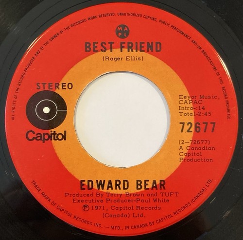 Edward Bear – Last Song / Best Friend – Capitol Records - 72677 – 1972 ...