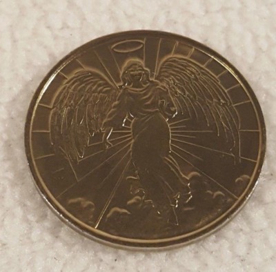 VINTAGE GOLD TONE GOOD LUCK HEAVENLY GUARDIAN ANGEL WITH HALO TOKEN ...