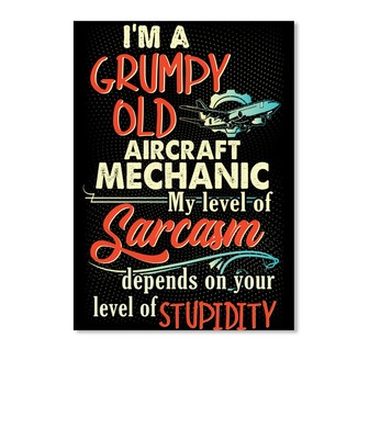 Fashionable Grumpy Old Aircraft Mechanic Sticker - Portrait Sticker ...
