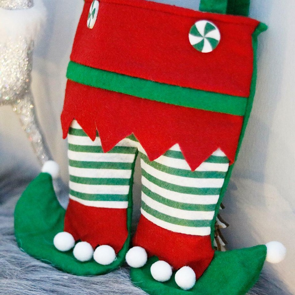 Stripe Bag Elf Spirit Pants Handbags Storage Treat Pocket Red | eBay UK
