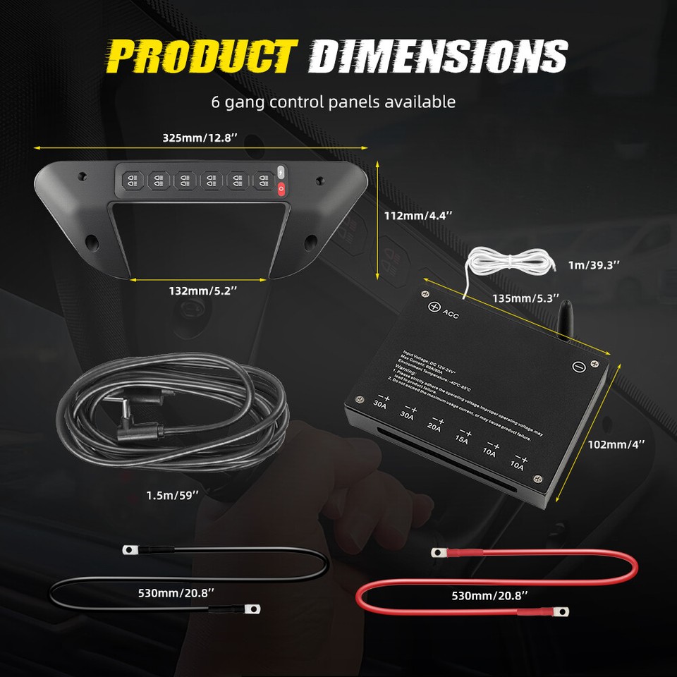 6 Gang Auxiliary Grab Handle Switch Panel System Wireless Control For ...