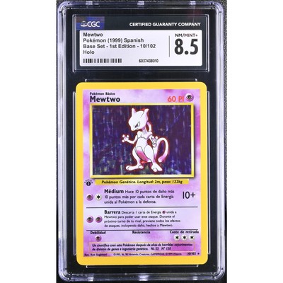 CGC 8.5 NM/MINT+ Mewtwo 1st Edition 10/102 Pokemon Spanish Base Set ...