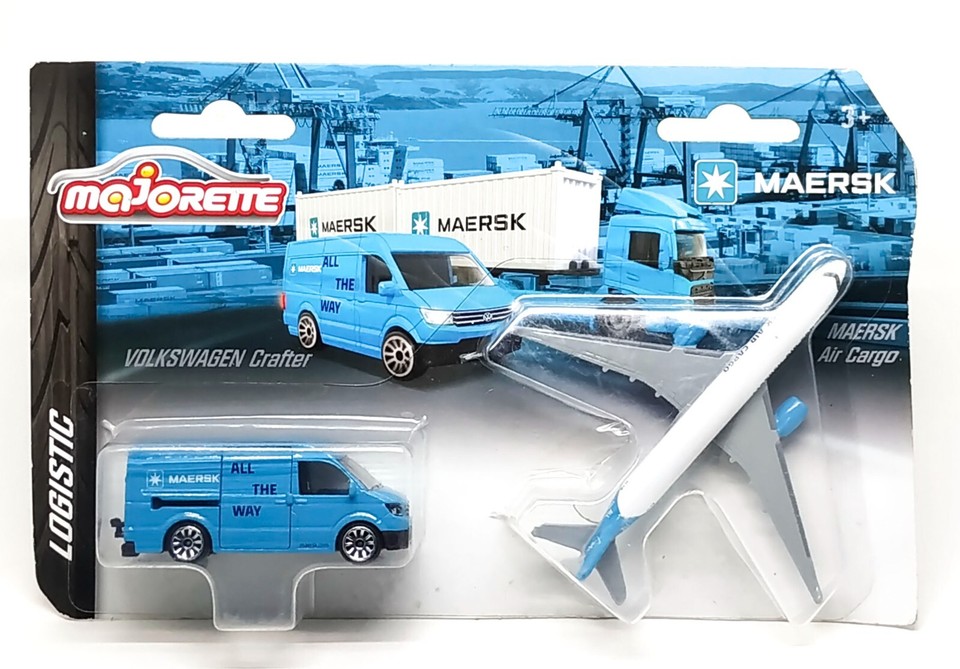 Majorette ฺLogistic Maersk Set 3 Pack VW Crafter + Aircraft + 1/187 ...