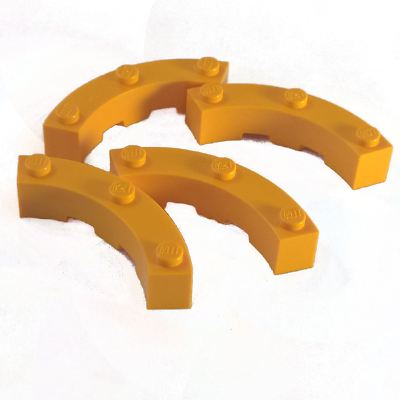4 LEGO Brick, Round Corner 4 x 4 Macaroni 3 Studs Bright Light Orange ...