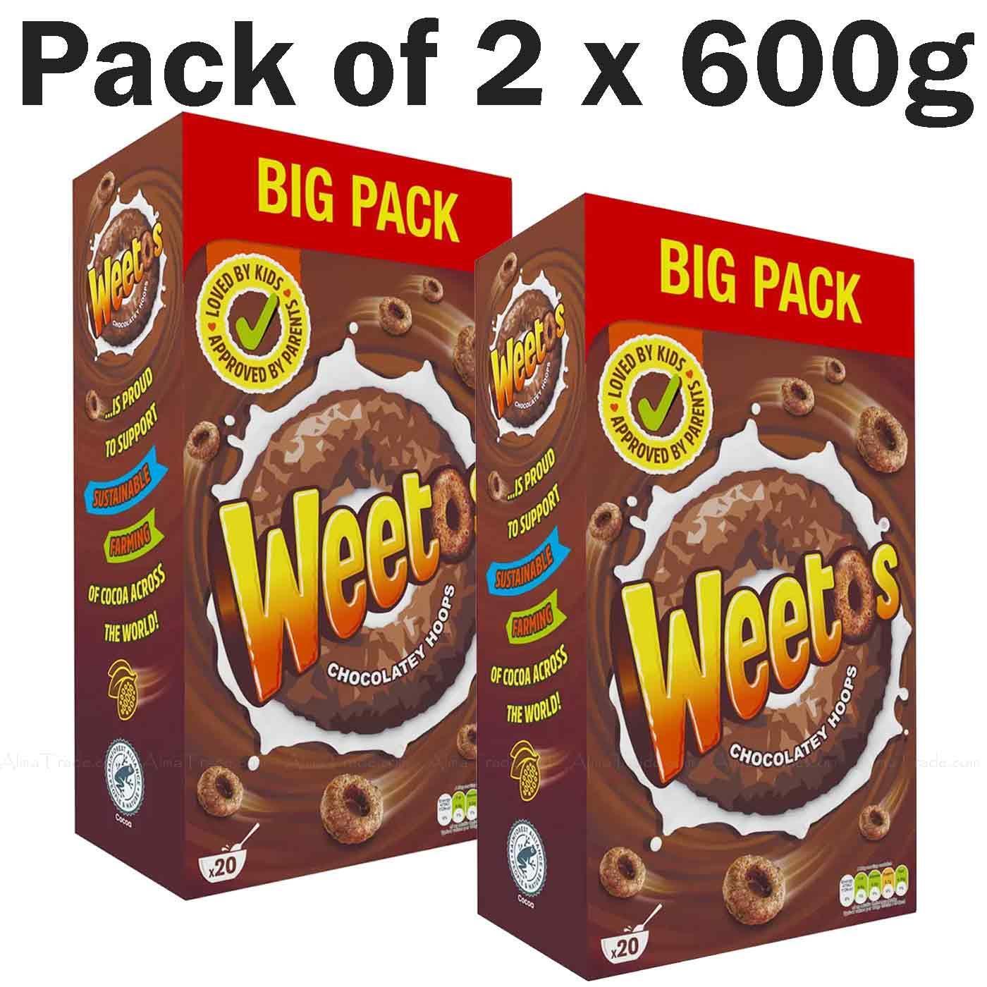 Weetos Chocolatey Hoops Breakfast Cereal Wholegrain Weetabix Crunchy ...