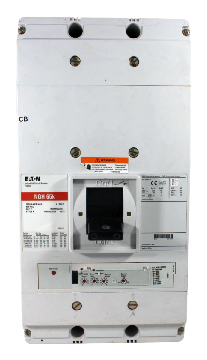 Eaton NGH312032E Breaker 1200A 600V 3P 3PH 35kA 50/60Hz LSI Trip Line ...