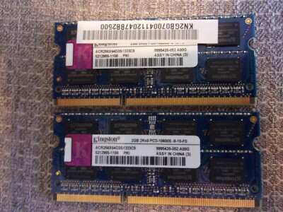 KINGSTON LAPTOP MEMORY MODULES 4GB kit 2X 2GB SO-DIMM 1333MHz ...