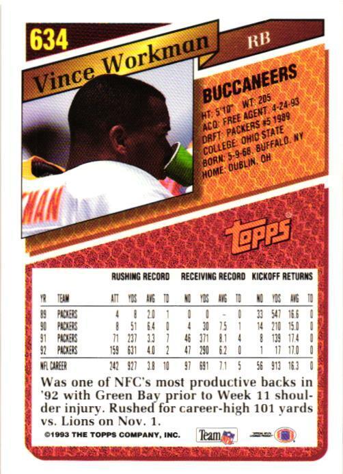 1993 Topps #634 Vince Workman | eBay