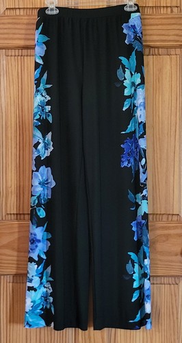 Susan Graver Liquid Knit Wide Leg Side Floral Print Pants. Size Large ...
