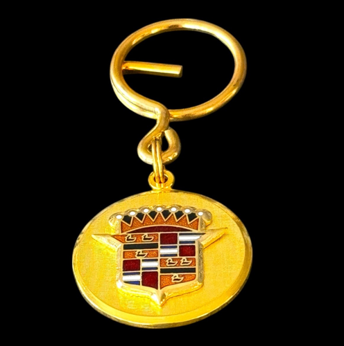 Vintage Cadillac Emblem Crest Logo Keychain Gold Plated Key Ring MCM | eBay