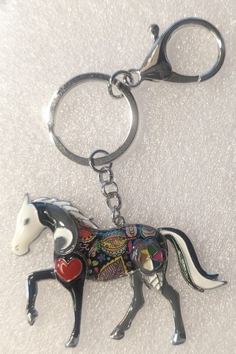 Horse White Mustang Key Ring Enamel Alloy Keychain Multicolor Jewelry ...