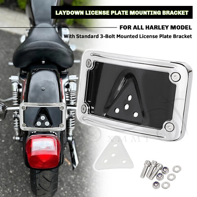 Aluminum Laydown License Plate Mount Bracket For Harley Dyna Low Rider ...