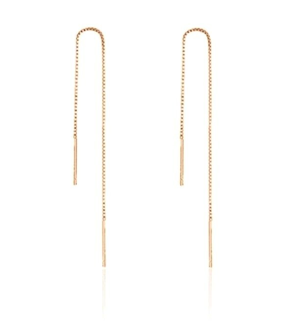 Threader Earrings Long Chain Drop Dangle Rose Gold Jewelry Bar Unique ...
