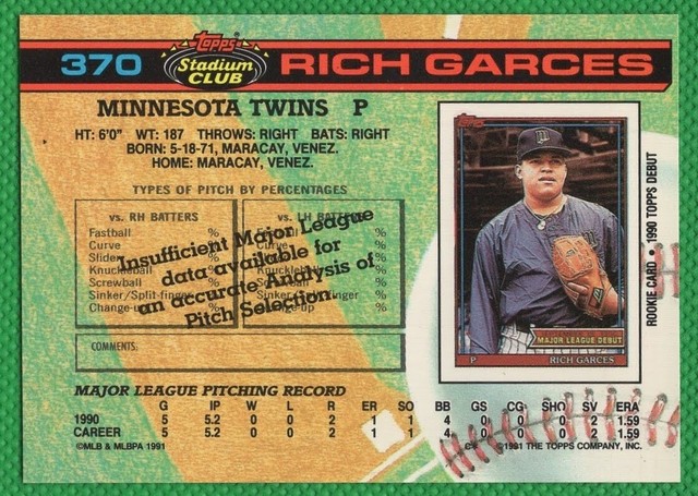 1991 Topps Stadium Club - #370 Rich Garces (RC) for sale online | eBay