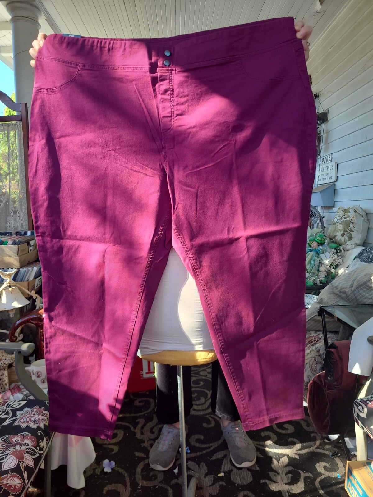 Terra & Sky Plus Size Solid Capris 5X (32W-34W) Wine Red Nwt | eBay