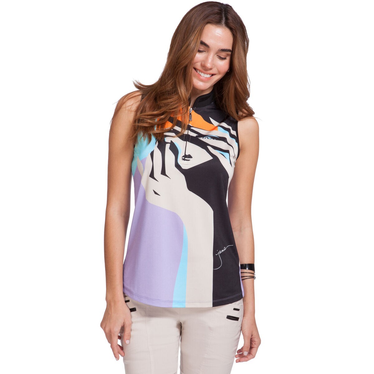 NWT$93 JAMIE SADOCK Oasis Collection Incognito Print Sleeveless 1/4 Zip ...