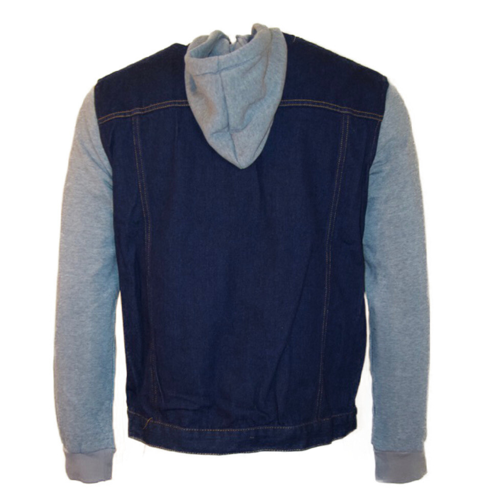 Men's Jean Jacket Hoodie Denim Cotton Long Sleeve Hybrid Hooded Trucker ...