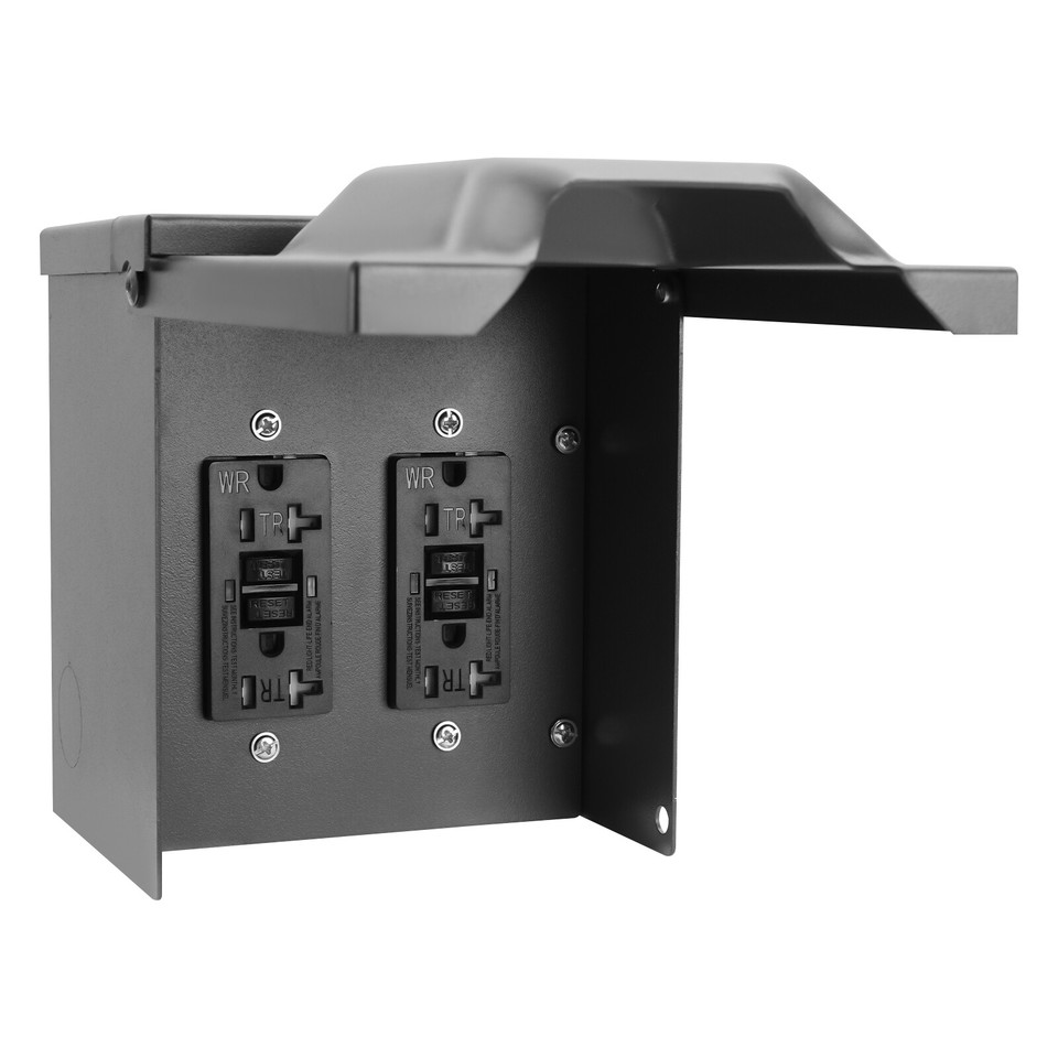 20A Power Outlet Box 125V Electrical Outdoor Receptacle Box Waterproof ...