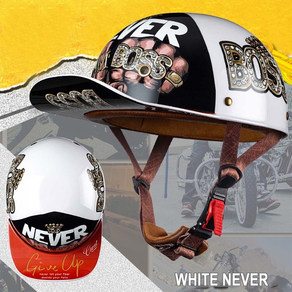 Retro Half Duck Helmet Motorcycle Head Safety Cap Baseball Hat Helmets ...