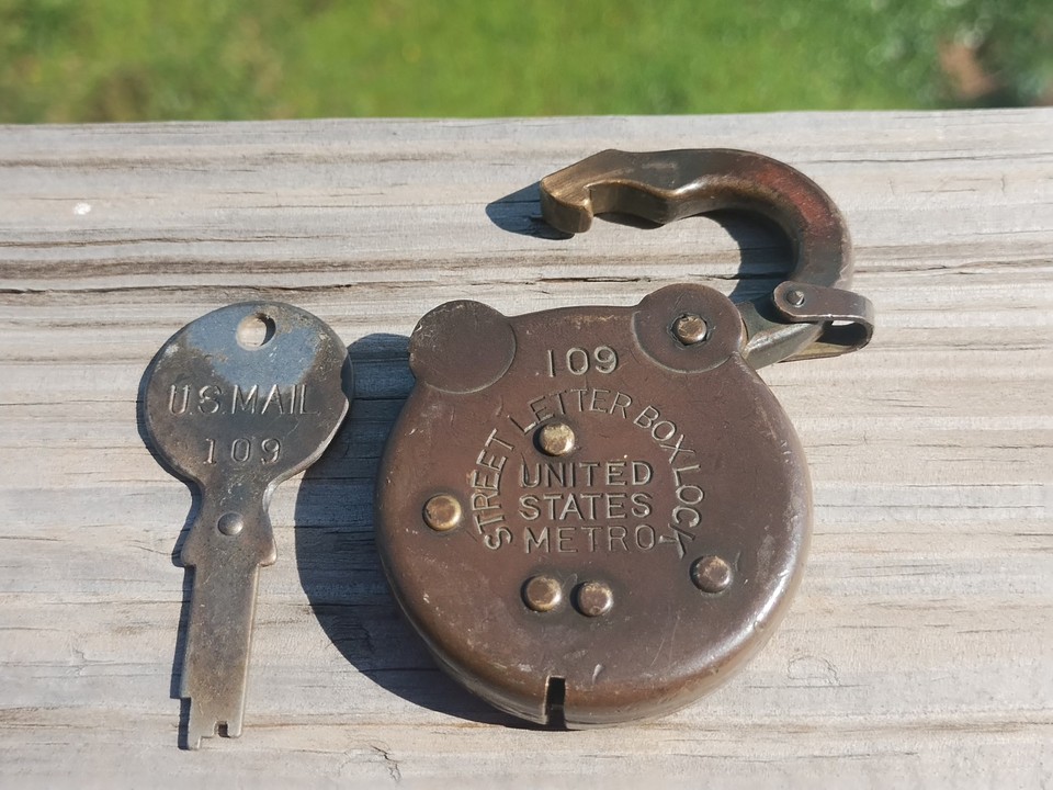 USPS Post Office Vintage Brass Street Letter Box Lock, Original ...