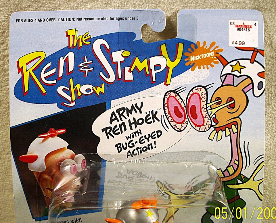 1993 Mattel ☆ Ren and Stimpy Show ☆ ARMY REN HOEK ☆ Bug-Eyed Action ...