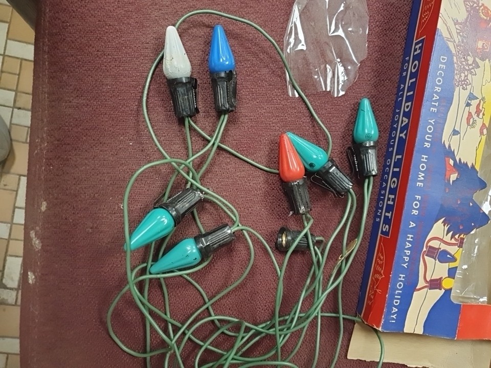 1940's Vintage 7 Bulb Christmas Light Set Indoor Lights Vintage ...