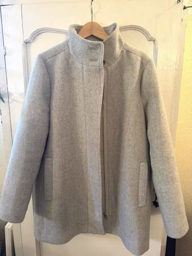 J.Crew Wool Jacket Coat Women’s Size 12 Light Gray Stand Collar Zip ...